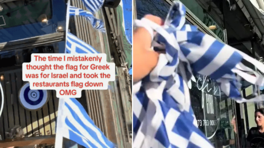 TikToker rips up Greek flags mistaking them for Israeli – The Greek Herald